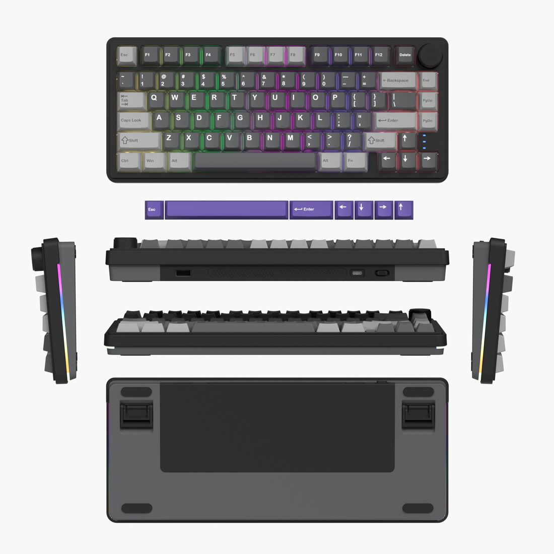 RX75( Tri-mode 4000mA battery ) 80KEYS Hot-Swappable Switch PBT Keycap ...