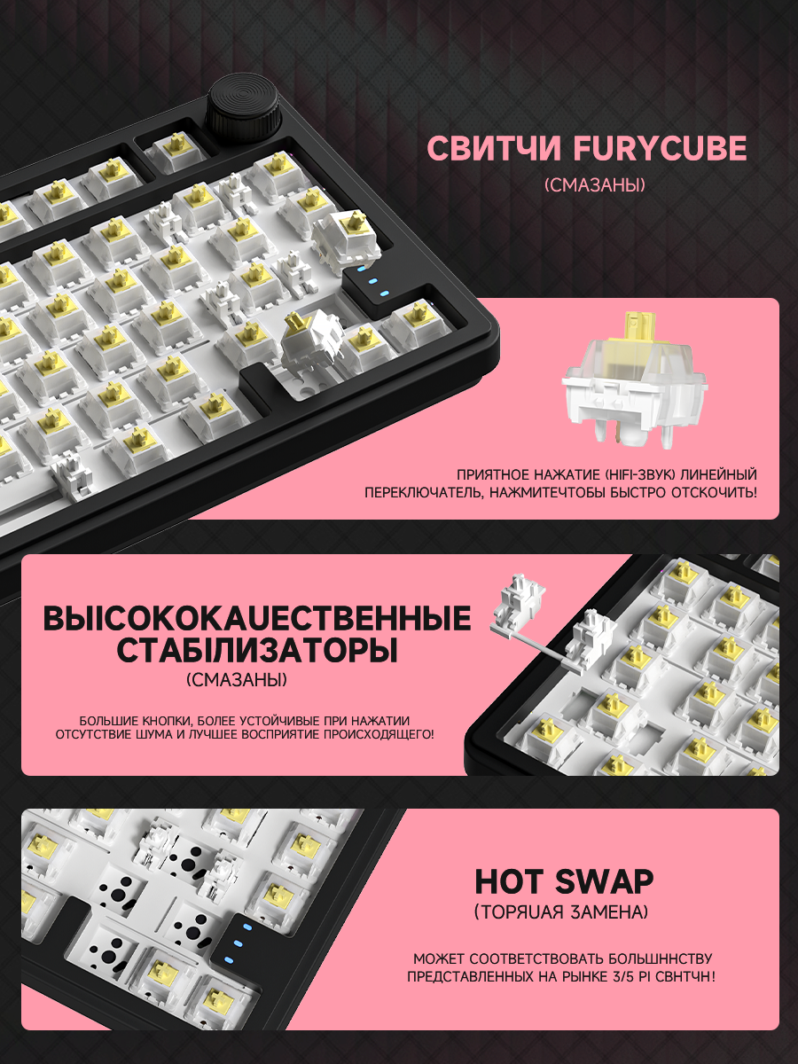 CYBERLYNK RX75( Tri-mode 4000mA battery ) 80KEYS Hot-Swappable Switch ...