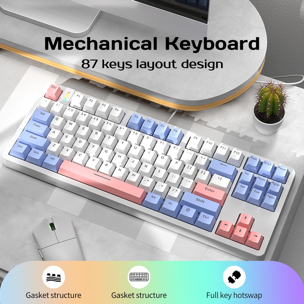 G87 Russian layout 75% Wired Mechanical Gaming Keyboard LED White Back ...