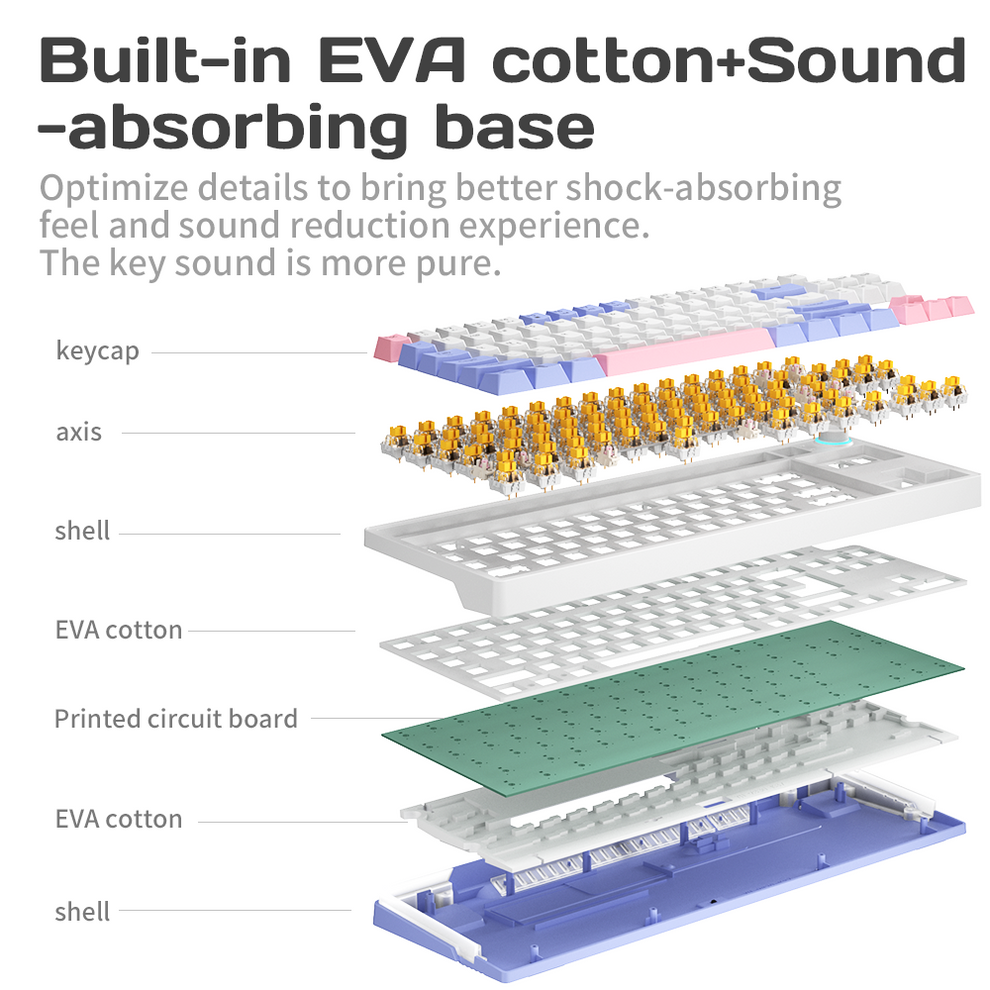 ZA87 80 percent keyboard Hot Swappable exchangeable Yellow Axis Mini R ...