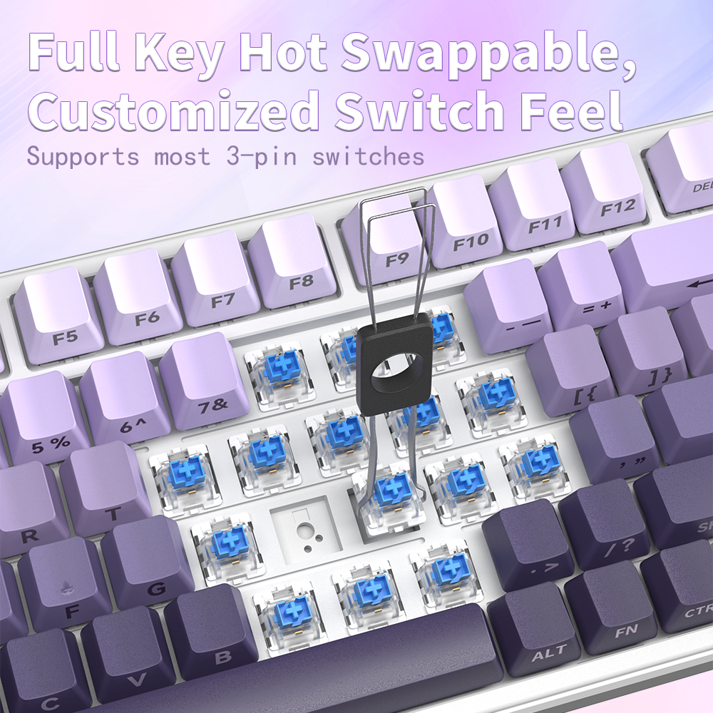 ZT99 PBT Translucent keycaps Gsaket framework hot-swap USB RGB Led Bac ...