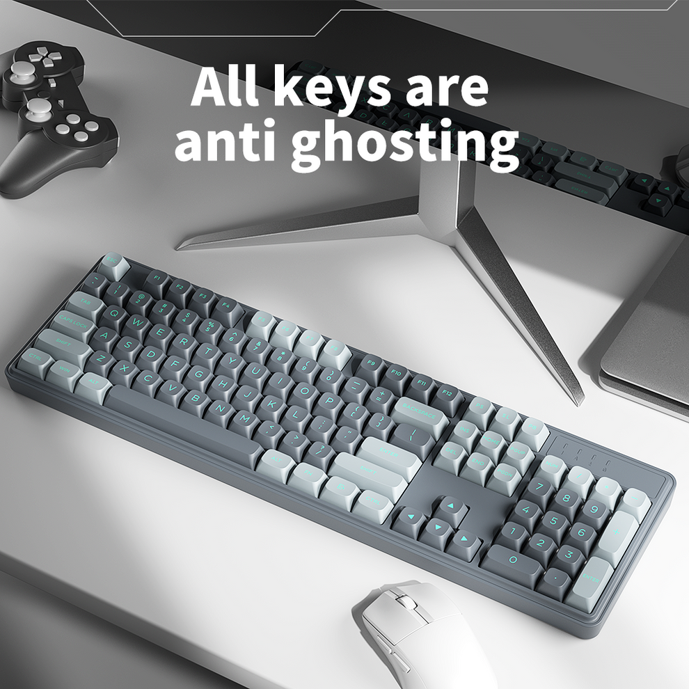 ZT104 104 Keys White Backlit full size Gaming Mechanical Keyboard with ...