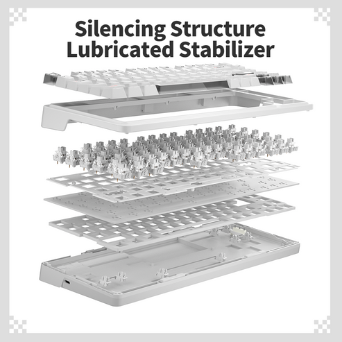 ZT82 75% Keyboard 82 Keys Hot Swappable DIY USB Wired Wireless BT Mini ...