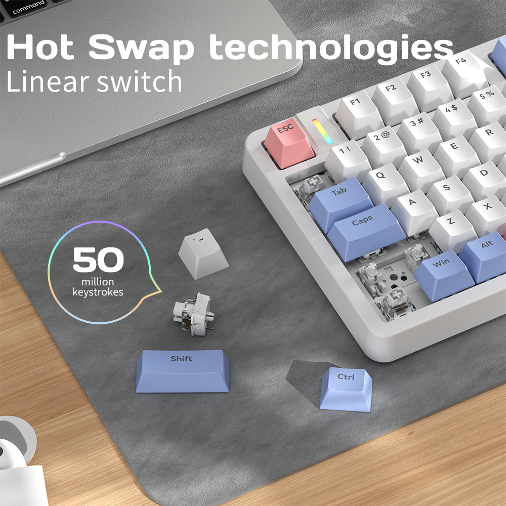 G87 Russian layout 75% Wired Mechanical Gaming Keyboard LED White Back ...