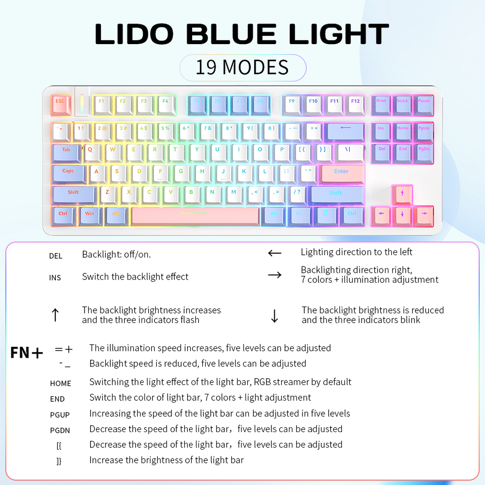 G87 Russian layout 75% Wired Mechanical Gaming Keyboard LED White Back ...