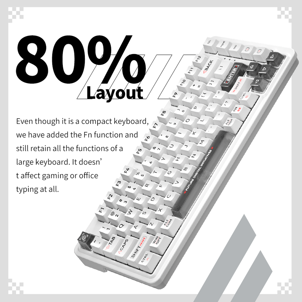ZT82 75% Keyboard 82 Keys Hot Swappable DIY USB Wired Wireless BT Mini ...
