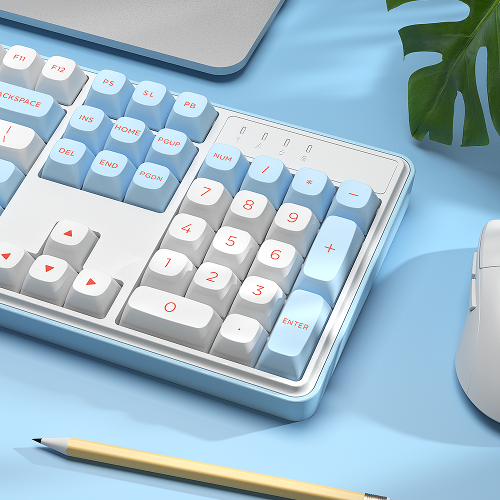 ZT104 104 Keys White Backlit full size Gaming Mechanical Keyboard with ...