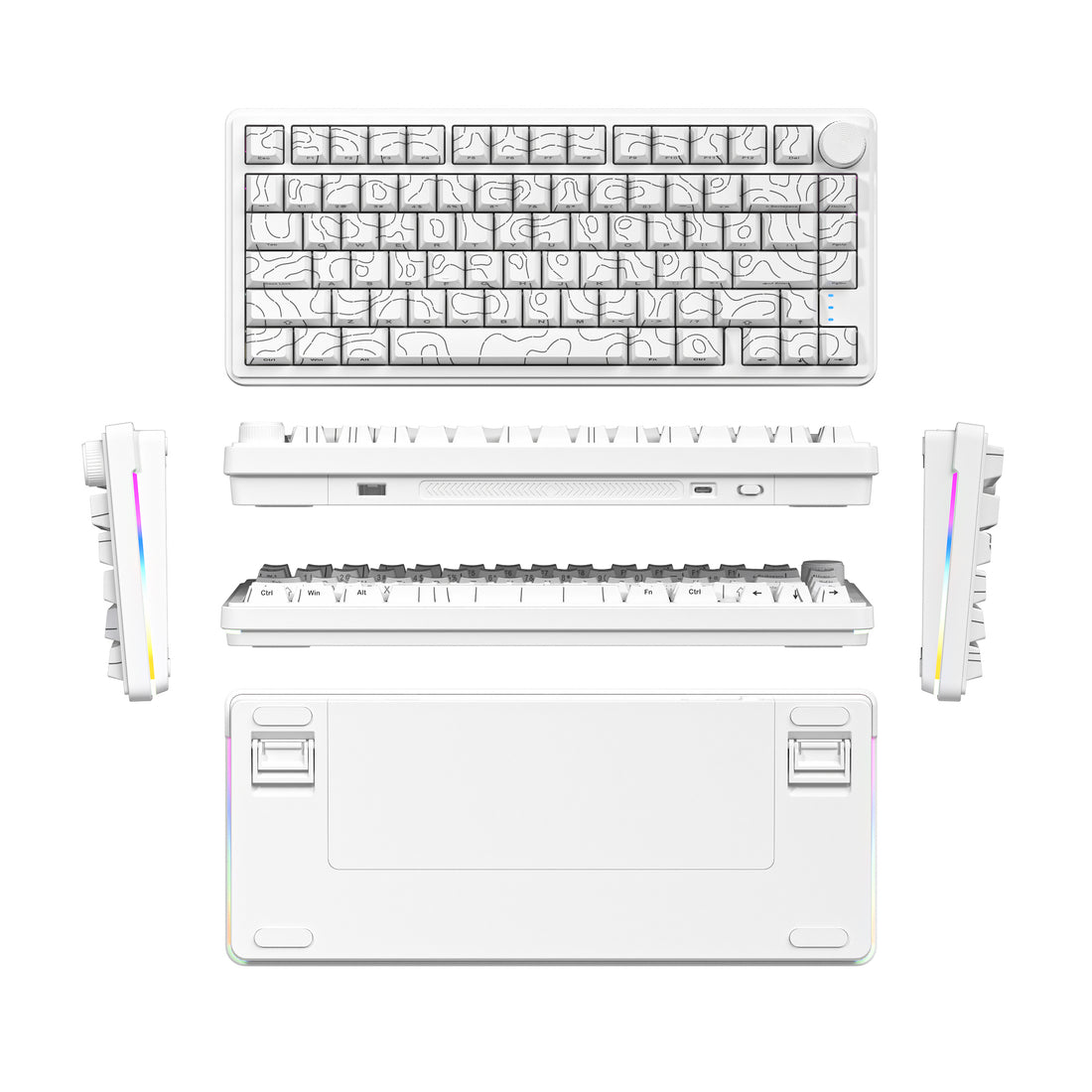 RX75( Tri-mode 4000mA battery ) 80KEYS Hot-Swappable Switch PBT Keycap ...