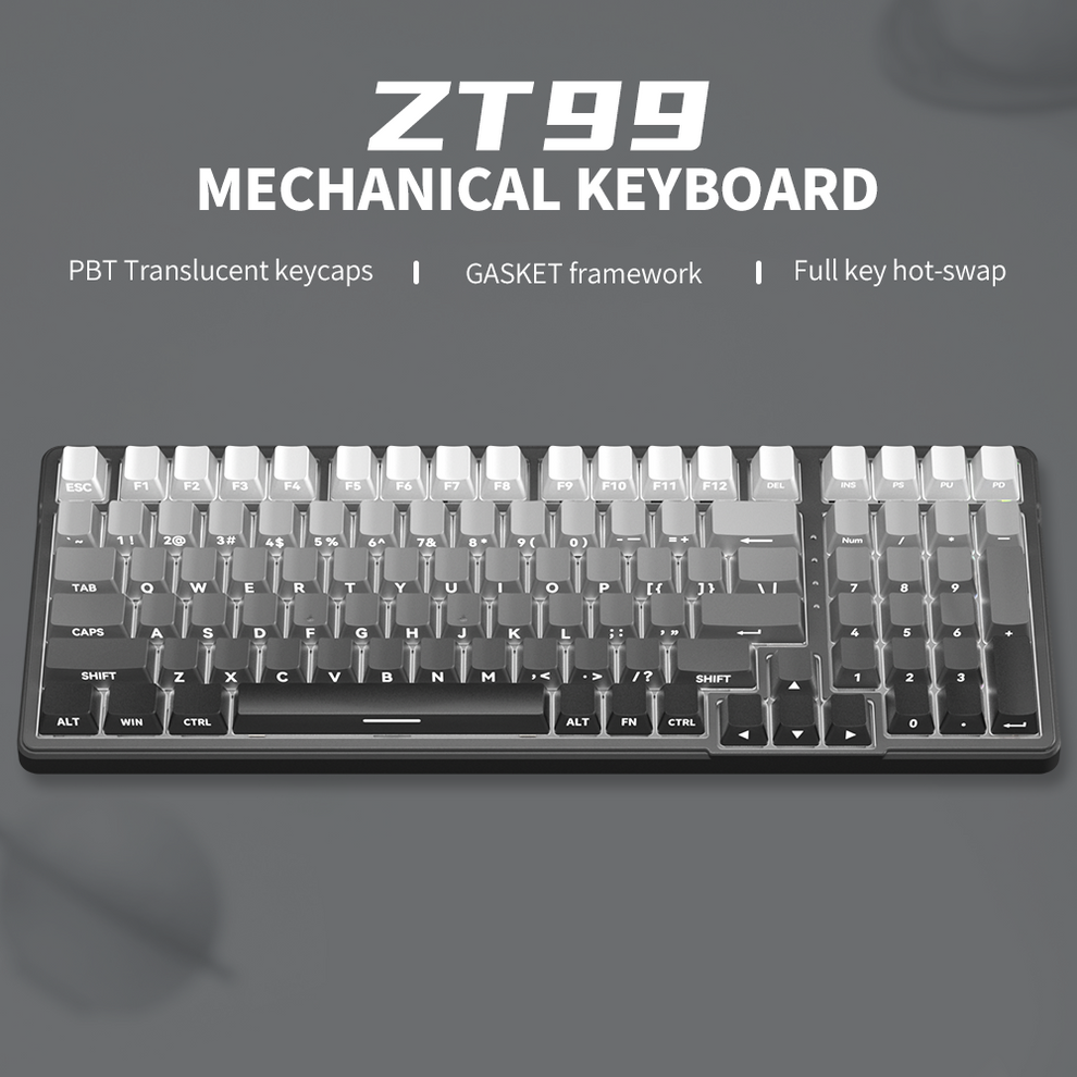 ZT99 PBT Translucent keycaps Gsaket framework hot-swap USB RGB Led Bac ...