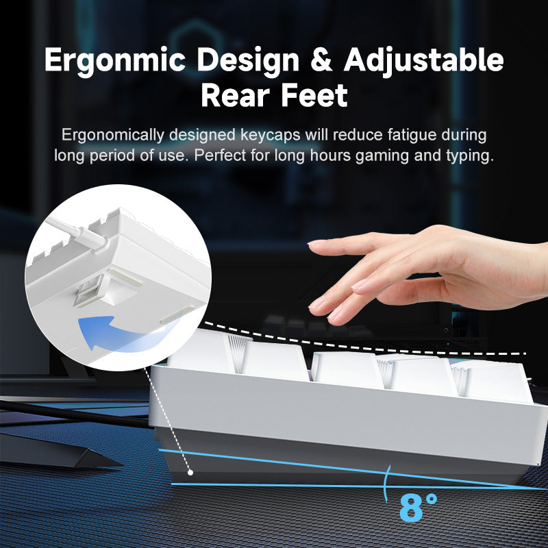 TK68 Black 68Keys RGB Backlit N-key rollover Wired Mode Plug and Play ...