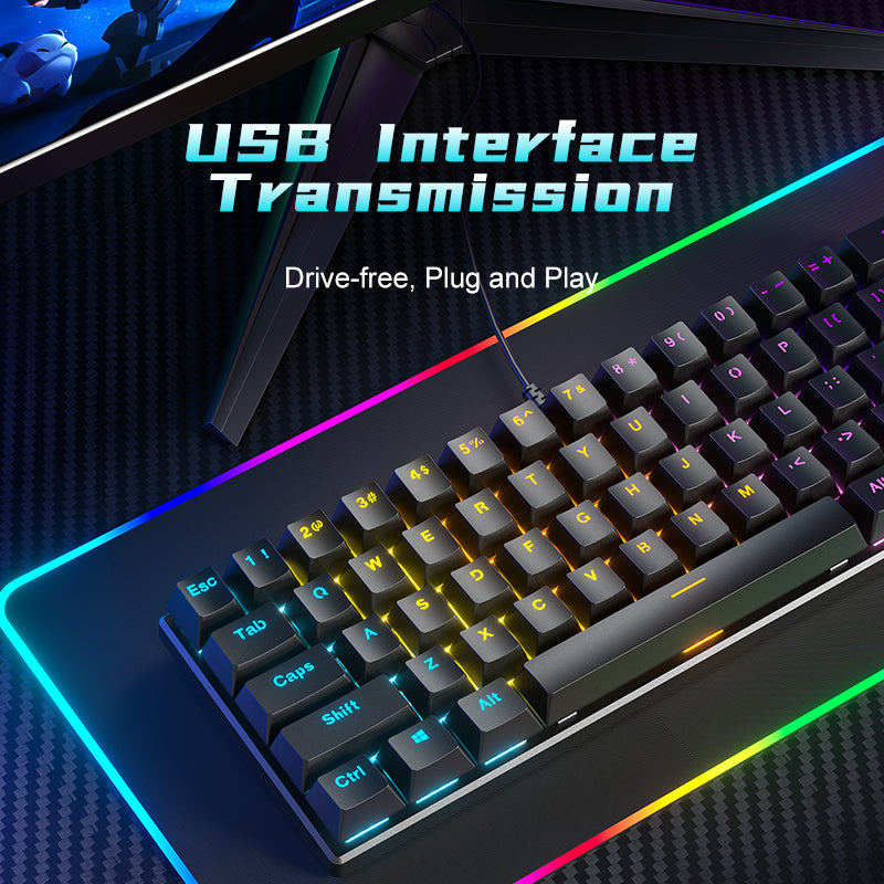 BD61 61 keys Rainbow lighting Swappable Switch Mechanical keyboard ...